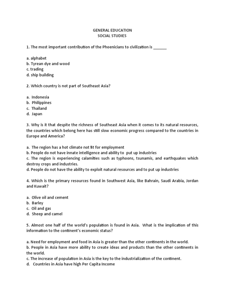 General Education - Soc Sci | PDF