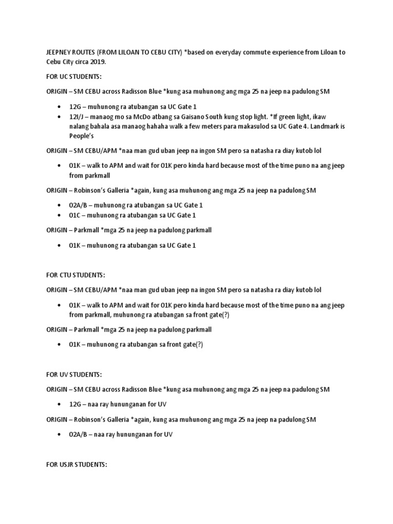 Jeepney Routes | PDF