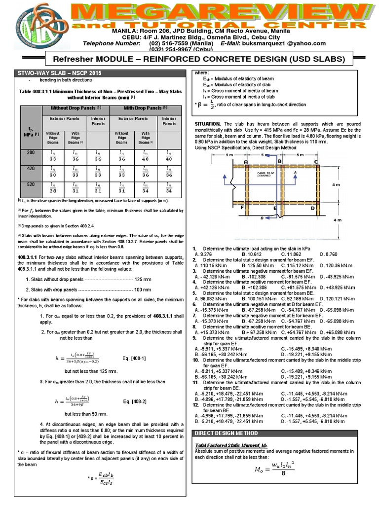 Refresher - RC Slab | PDF | Beam (Structure) | Solid Mechanics