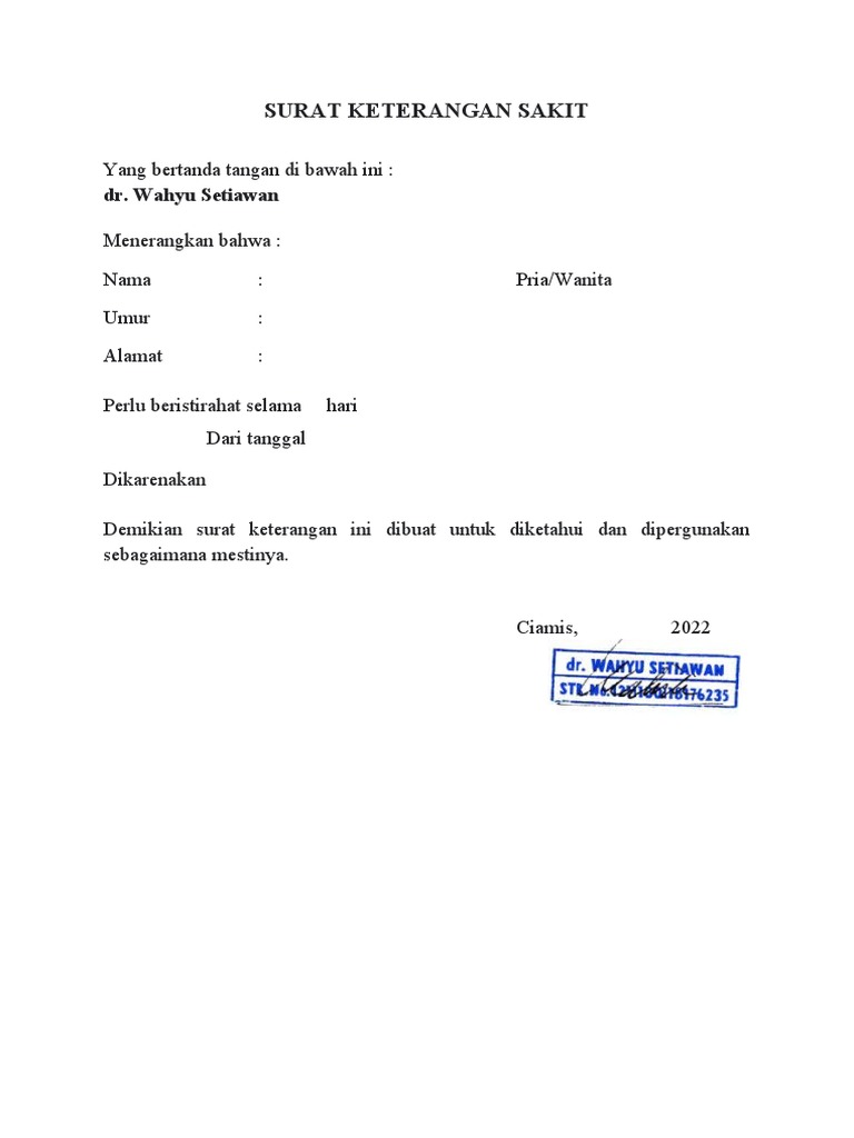 Surat Keterangan Sakit | PDF | Hukum