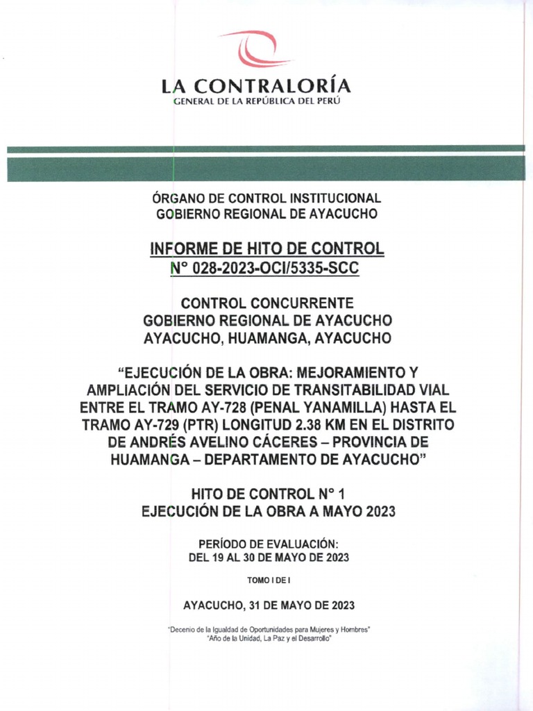 Informe de Hito de Control N°028-2023-OCI 5335-SCC | PDF