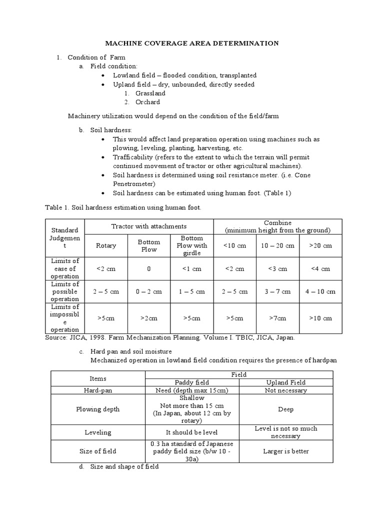 Machine Coverage and Area Detrmination | PDF | Plough | Soil