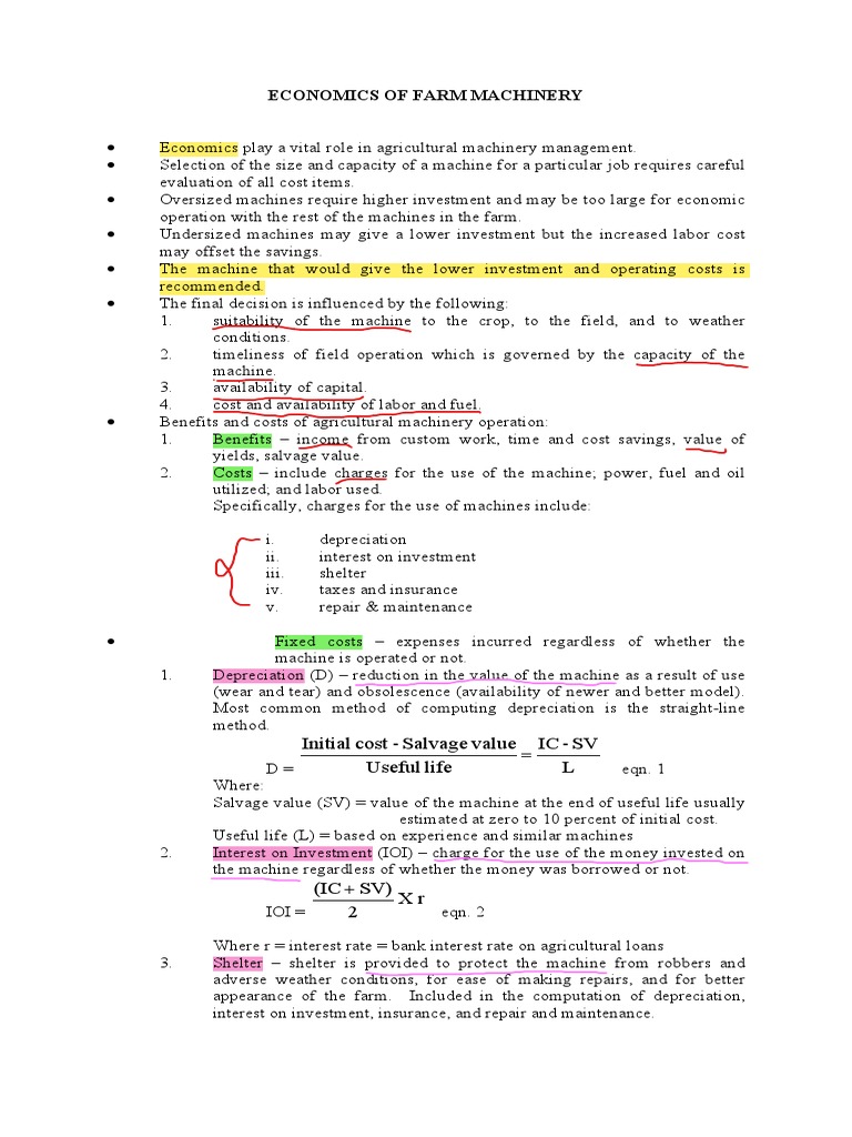 Economics of Farm Machinery | PDF