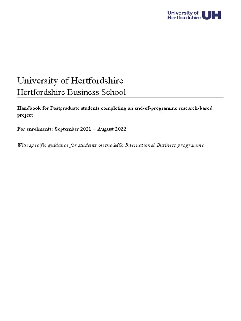 HBS Research-Based Project Student Handbook 2021-22 | PDF | Master's ...