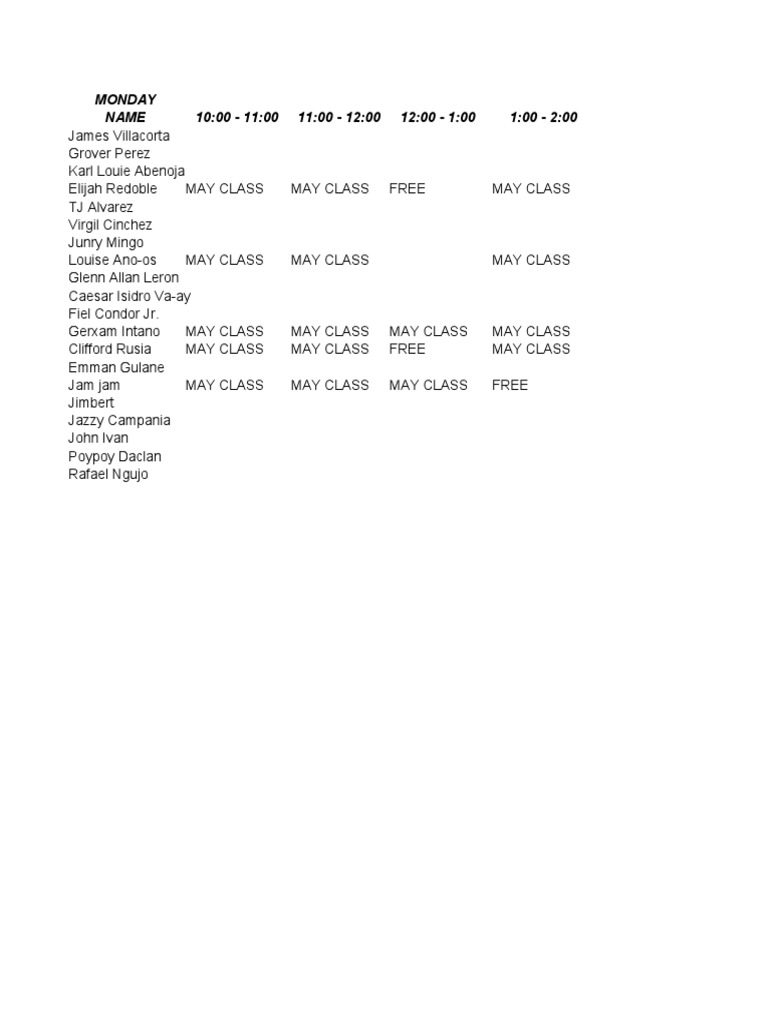 Baseball Class Schedule | PDF