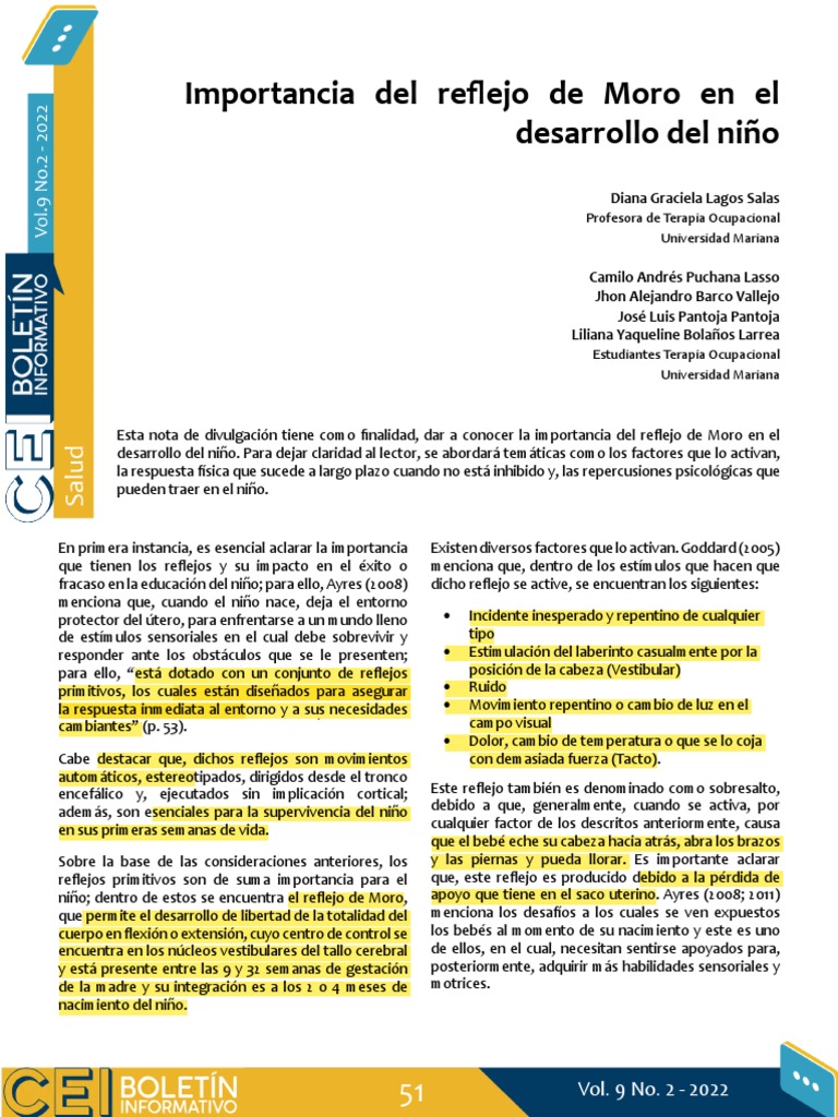 Art 14 Importancia Del Reflejo de Moro en El Desarrollo Del Niño | PDF | Cerebro | Ansiedad