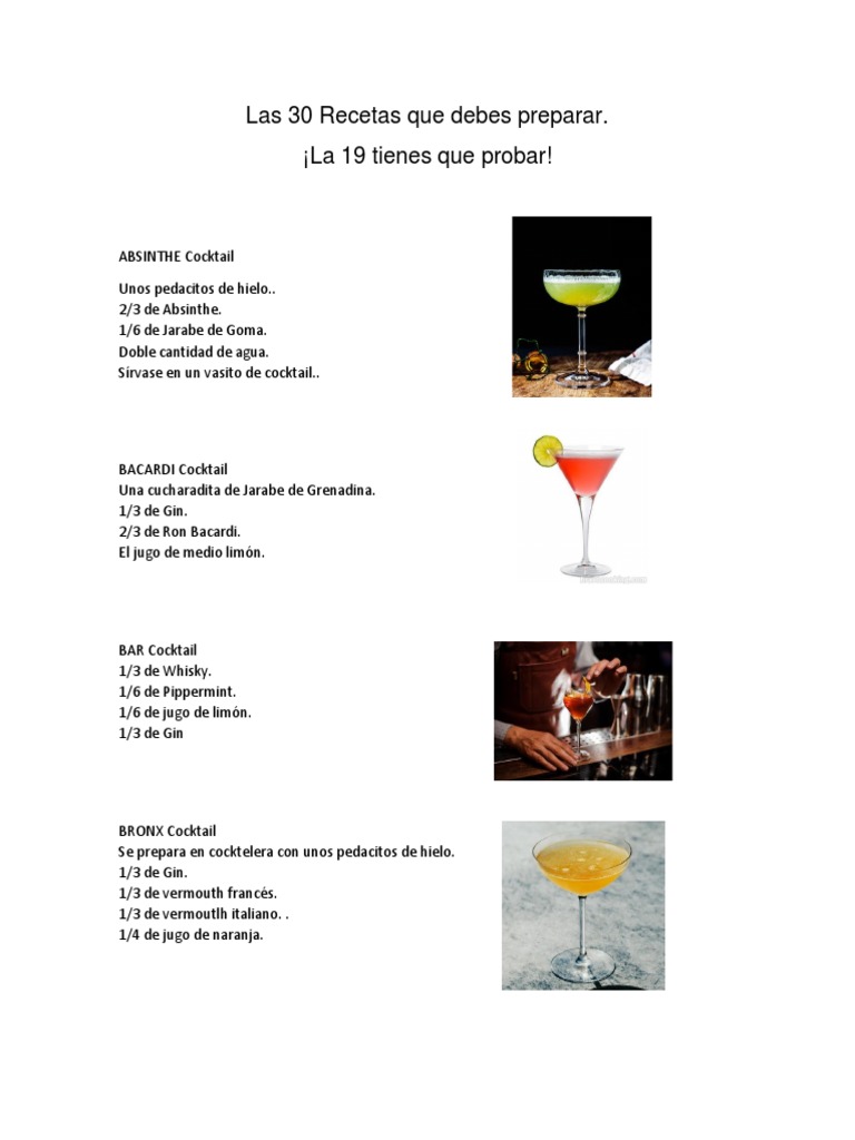 30 Recetas de Cócteles | PDF | Cócteles | Bebidas alcohólicas