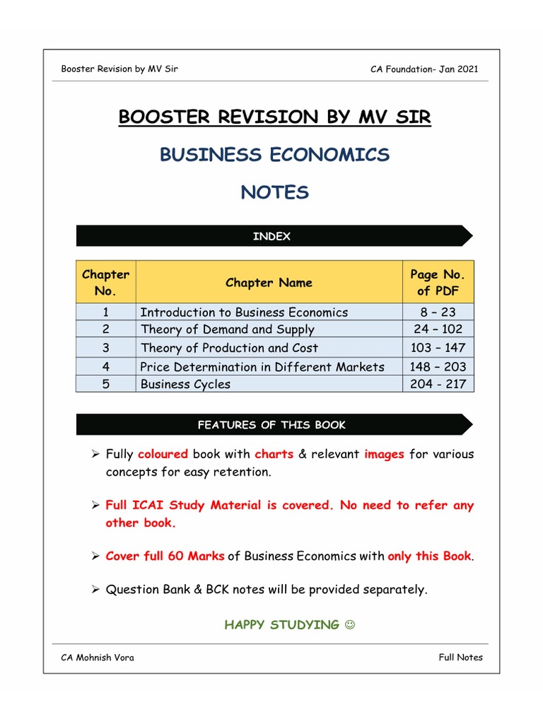 Eco - Full Notes - Jan 21 - MV Sir | PDF
