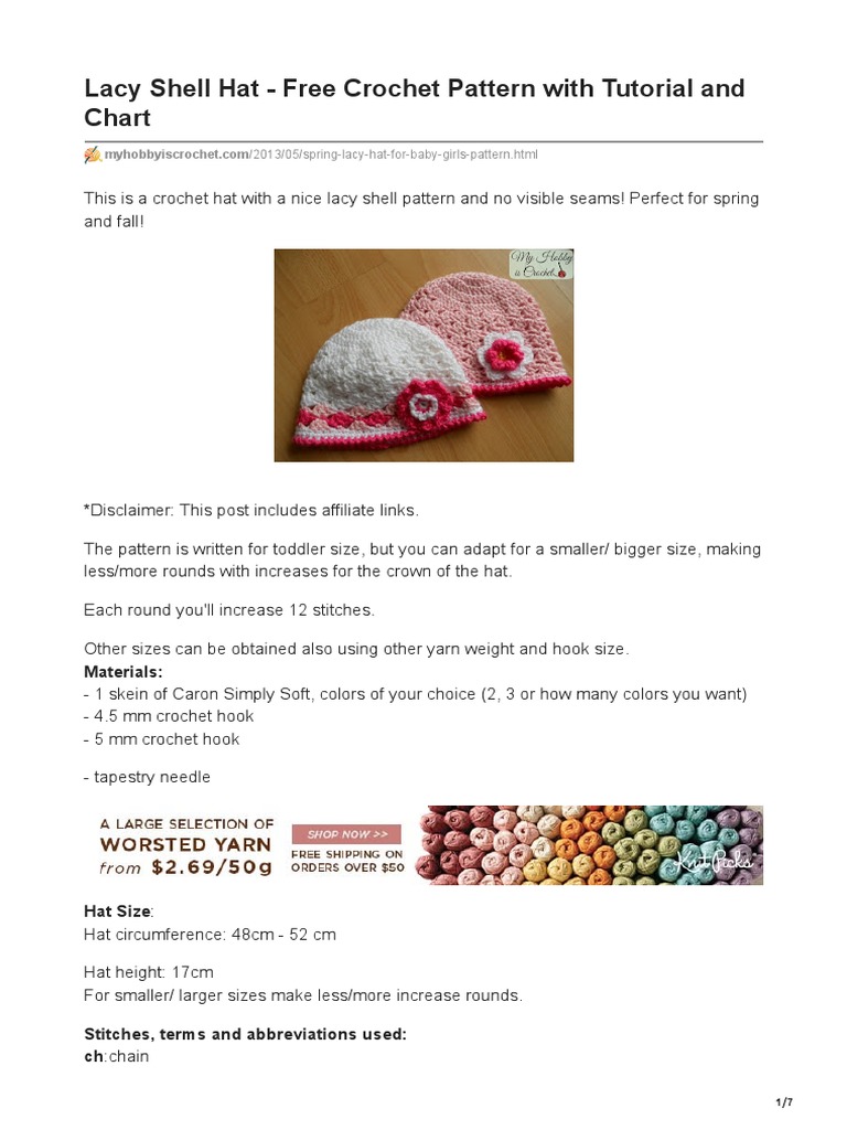 Myhobbyiscrochet.com-Lacy Shell Hat - Free Crochet Pattern With ...