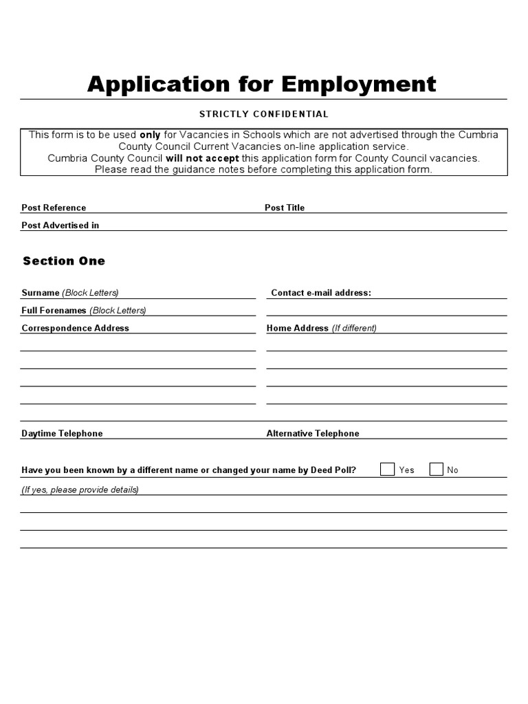 Employee Job Application Word Document2 | PDF