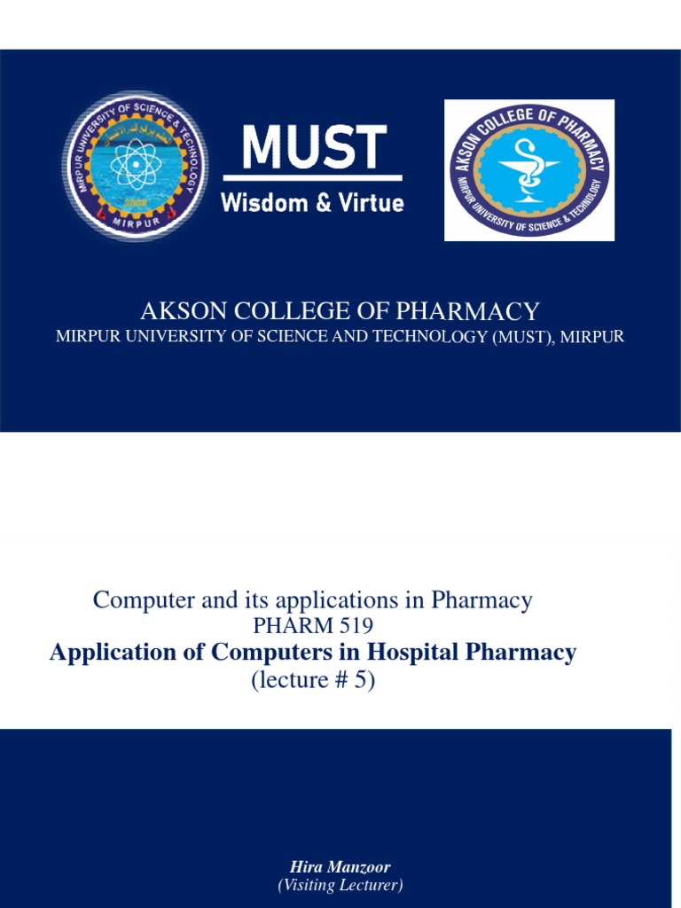 5#application of Computers in Hospital Pharmacy | PDF | Pharmacy ...