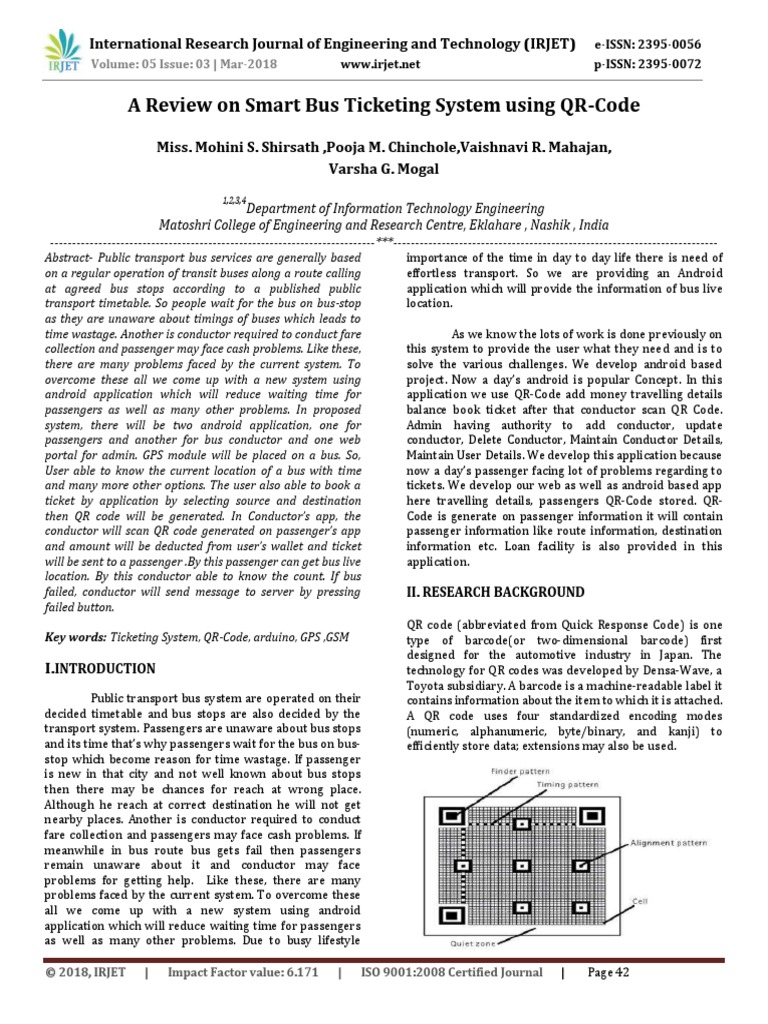 A Review On Smart Bus Ticketing System U | PDF