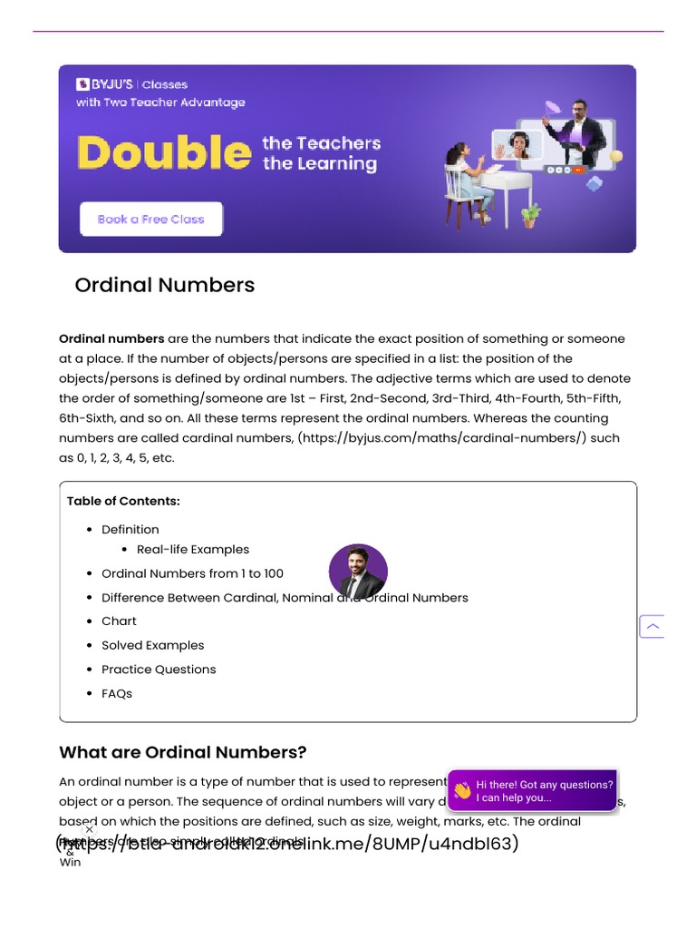 4th 5th Number Writing Ordinal Numbers - Definition, List From 1 To 100 ...