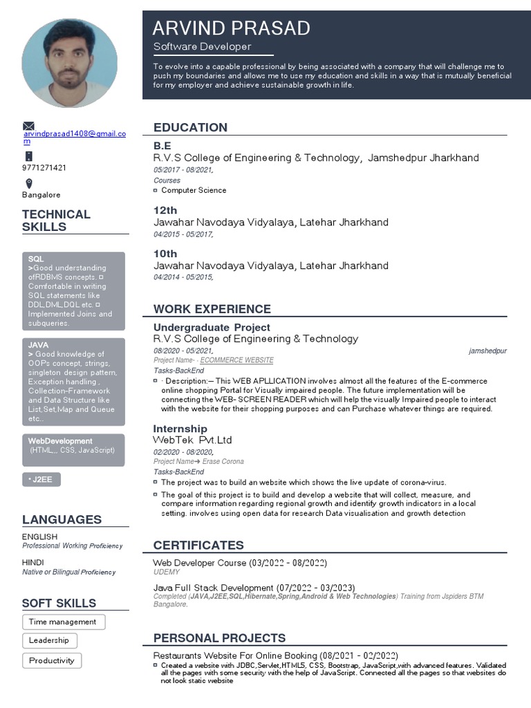 ARVIND's Resume | PDF