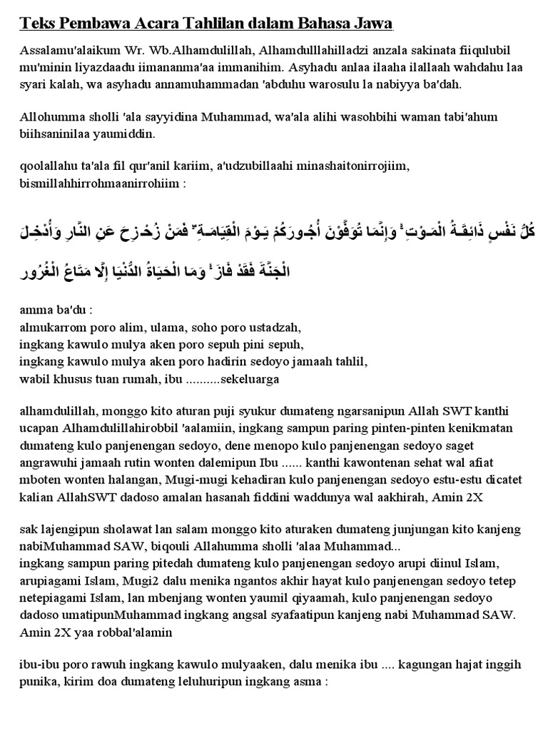 Acara Tahlilan | PDF