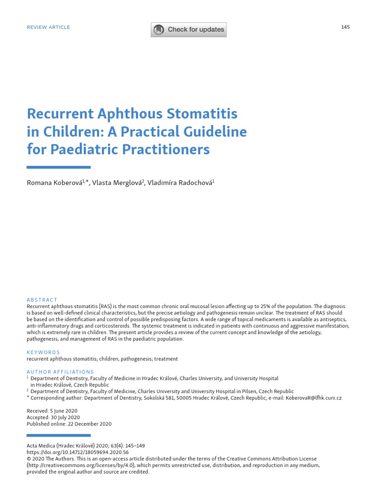 Koberova. 2020. RAS in Children | PDF | Causes Of Death | Medicine