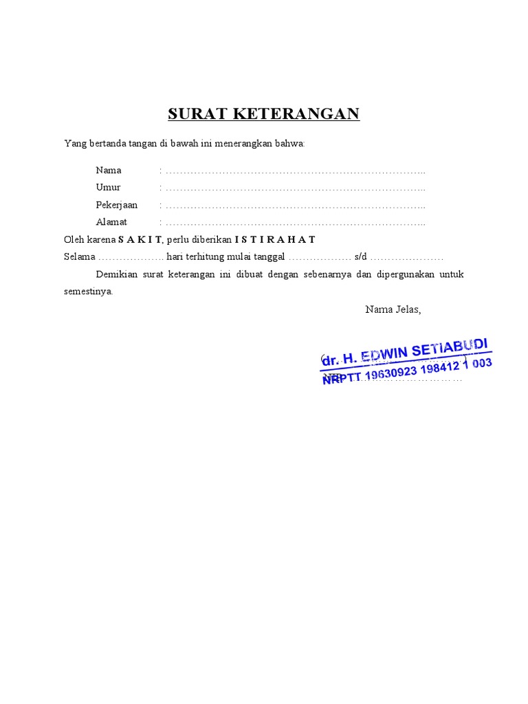 Contoh Surat Dokter | PDF | Olahraga & Rekreasi