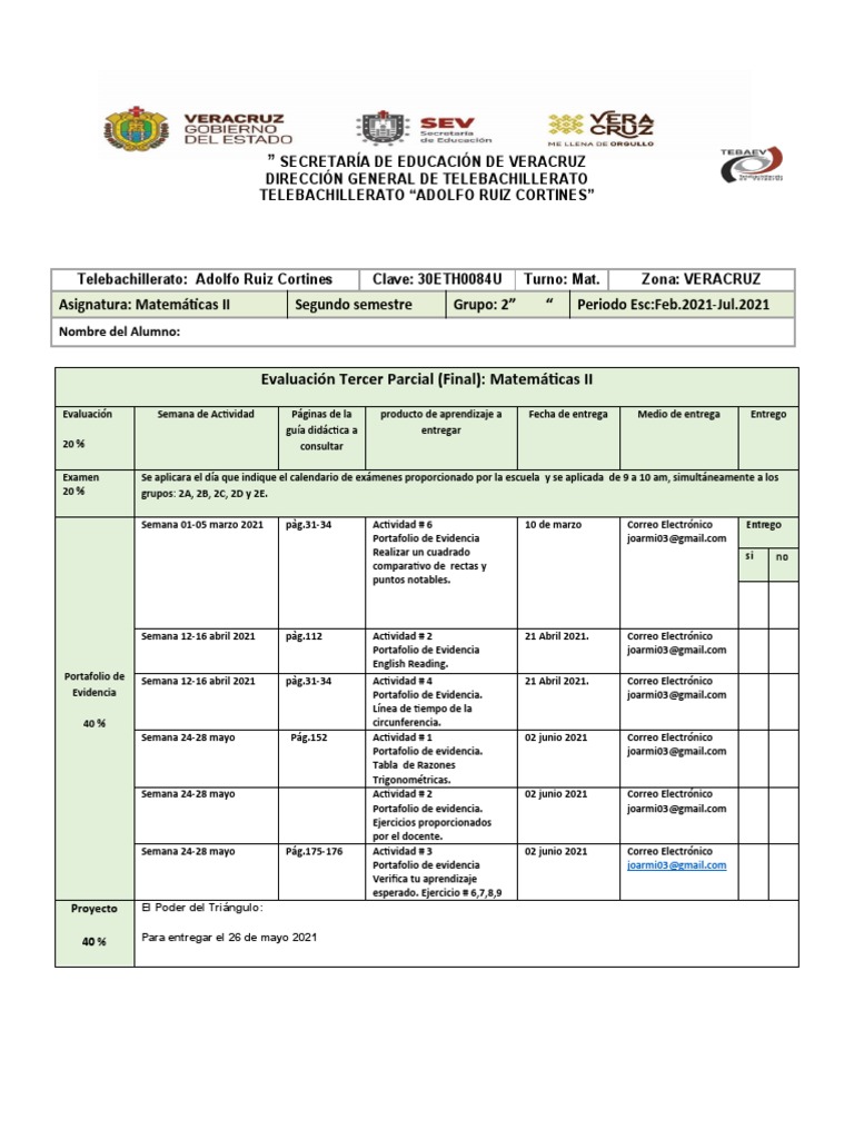 Formato Eva. Final Mate II | PDF | Aprendizaje