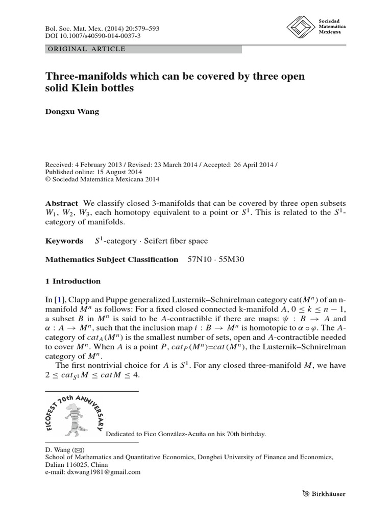 Three-Manifolds Which Can Be Covered by Three Open | PDF | Teaching ...