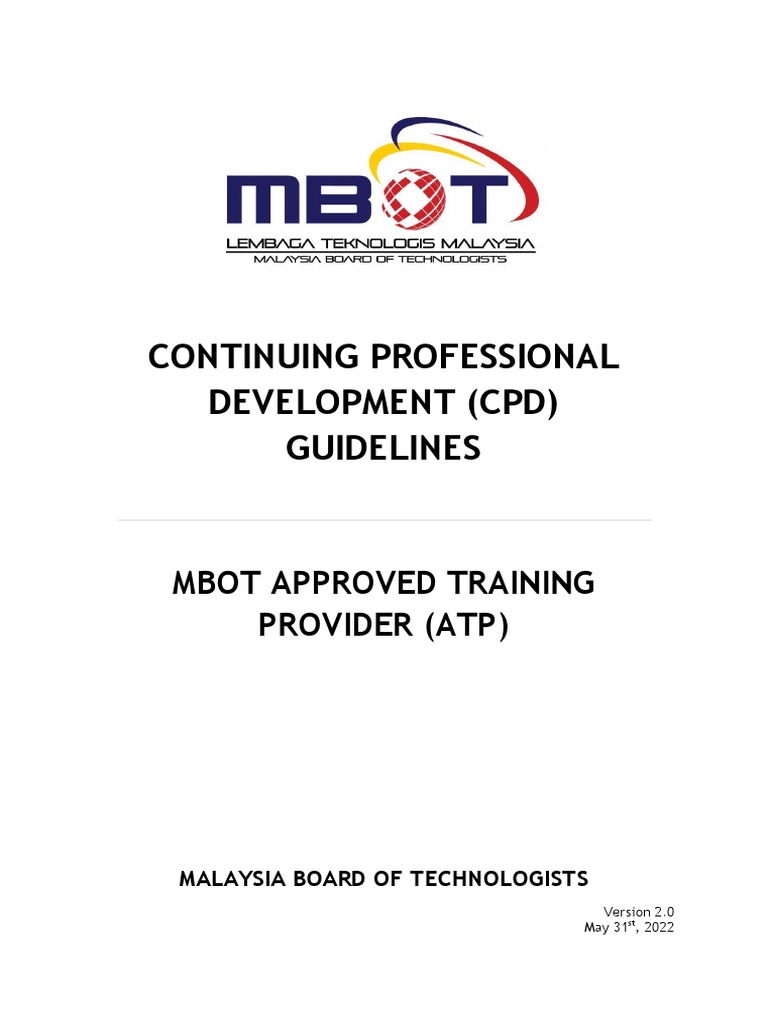 (CPD) Guidelines Mbot Approved Training Provider (Atp) | PDF ...