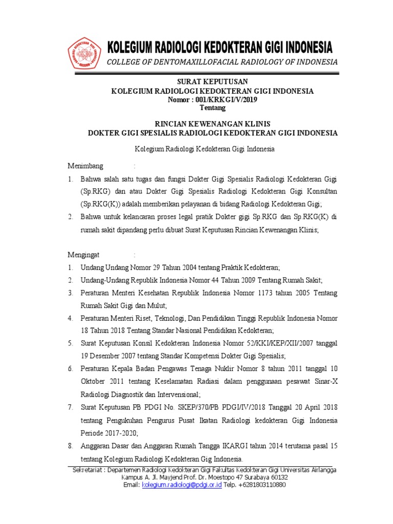 Sk. Kewenangan Klinis 2019-Final | PDF