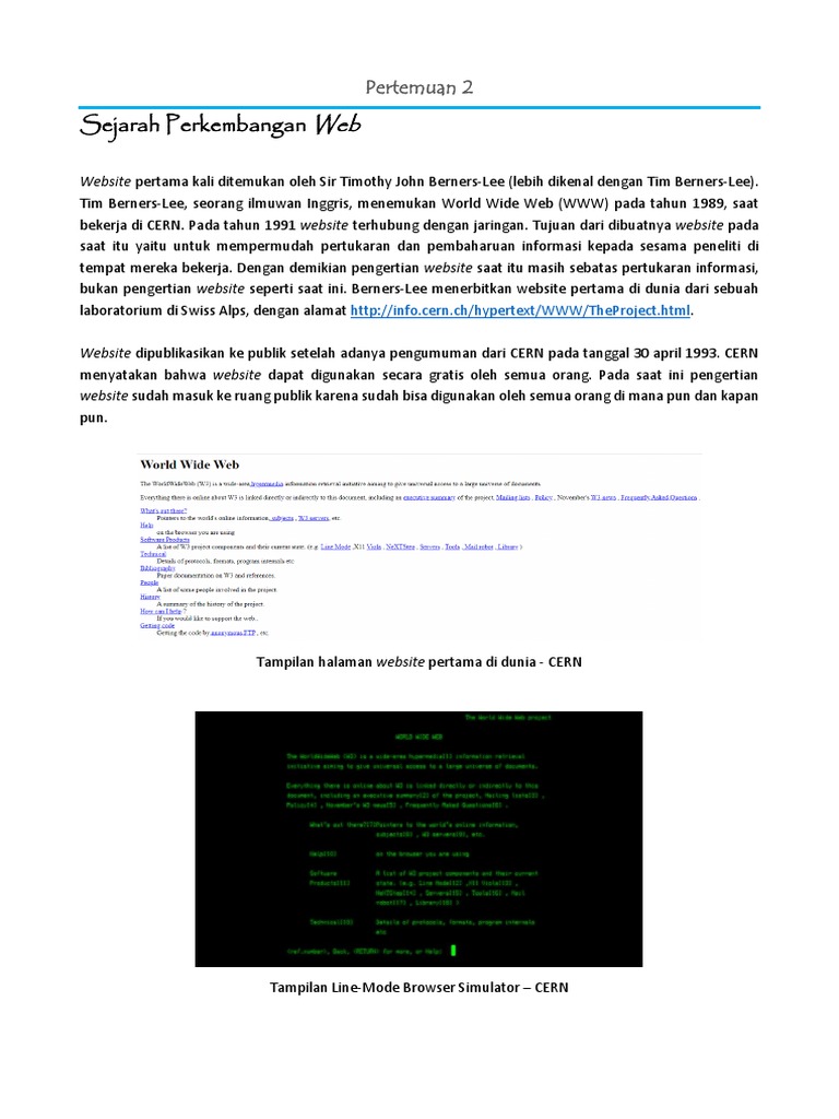 Pertemuan 2 Sejarah Perkembangan Web | PDF