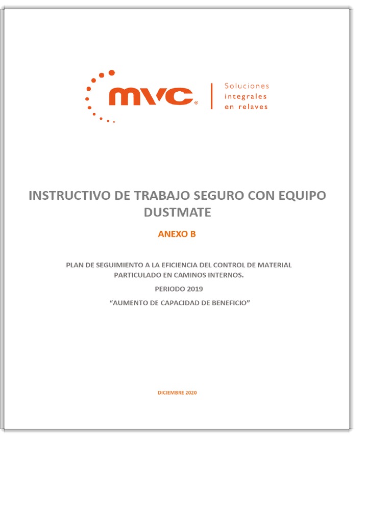 INSTRUCTIVO DE TRABAJO SEGURO CON EQUIPO DUSTMATE - PDF Descargar Libre | PDF