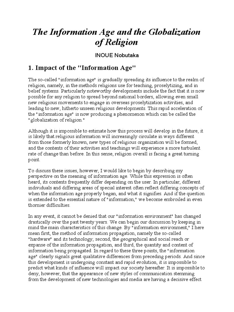 The Information Age and The Globalization of Religion | PDF | Politics