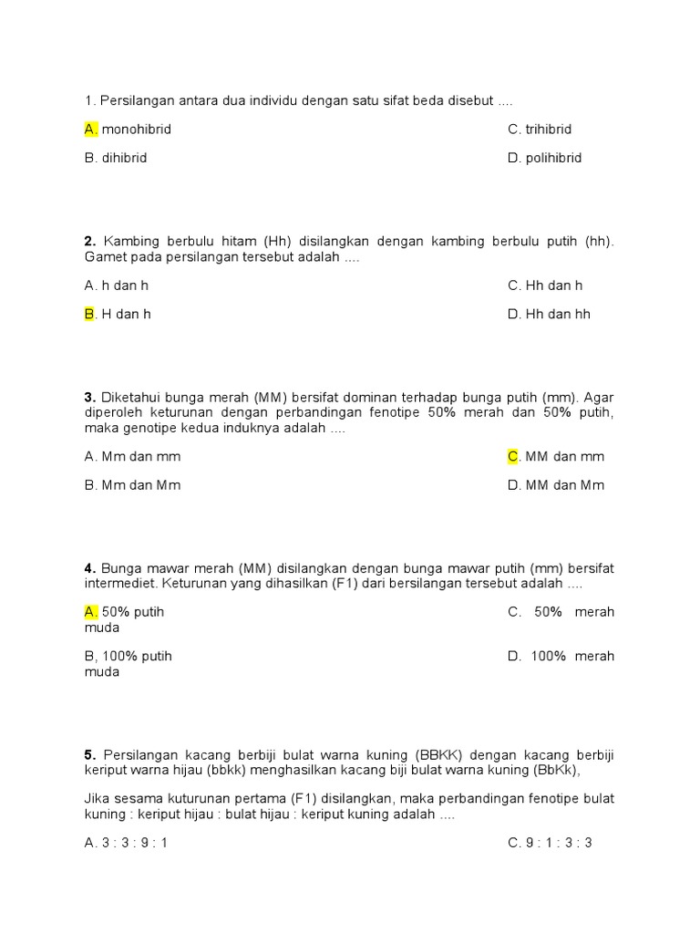 Soal Genetika untuk Pelajar | PDF