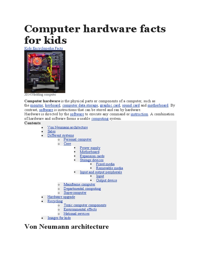 Computer Hardware Facts For Kids | PDF | Computer Hardware | Bios