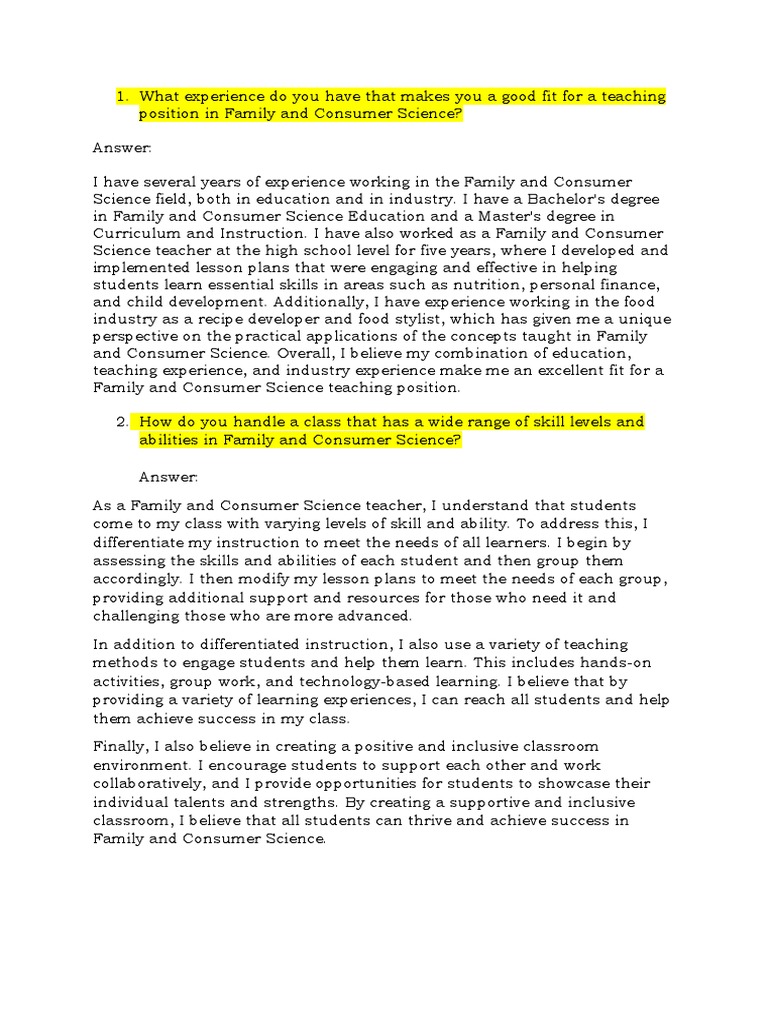 Family and Consumer Sciences Education | PDF | Project Based Learning | Intelligence