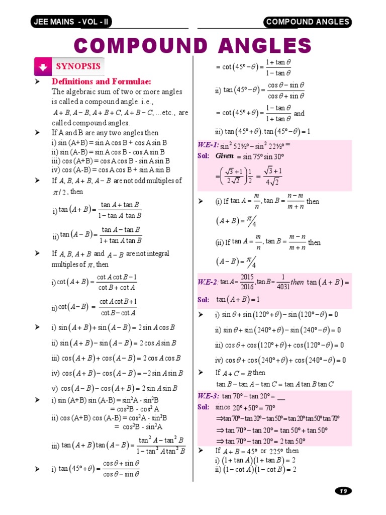 Compound Angles 19 To 33 | PDF