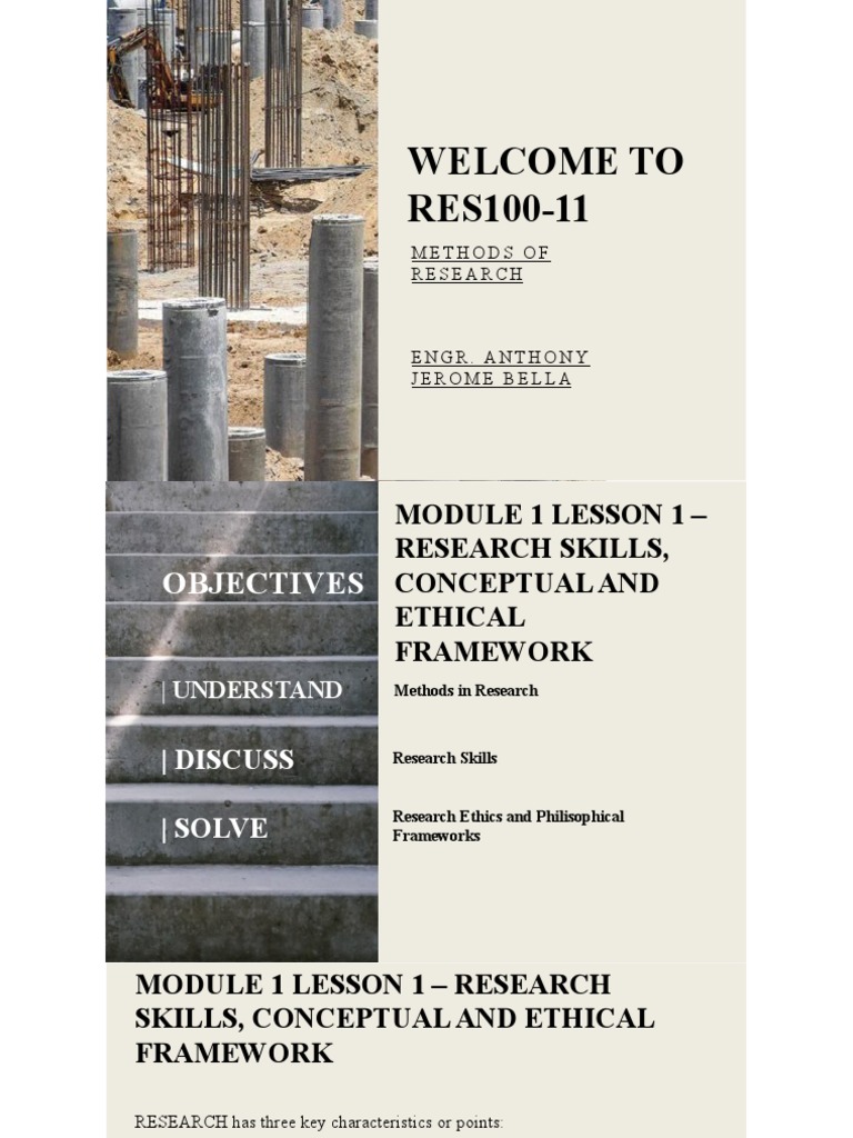Module 1 Lesson 1 - Research Skills, Conceptual and Ethicak Framework | PDF | Methodology ...