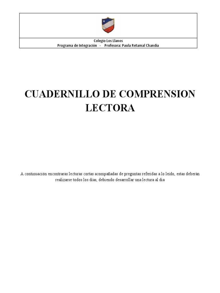 Cuadernillo de Comprension Lectora | PDF