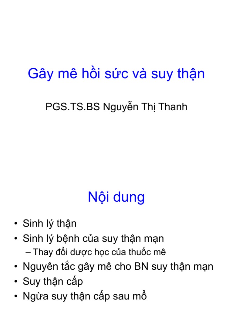 Gây mê và suy thận | PDF