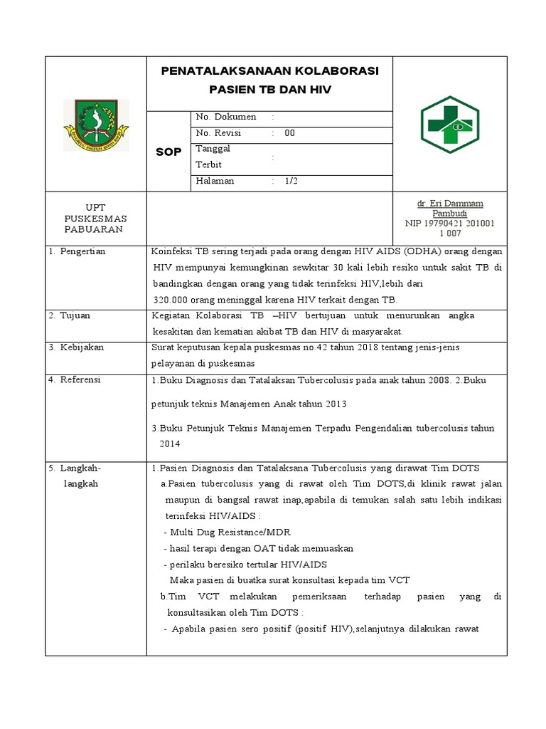 SOP Kolaborasi TB HIV | PDF