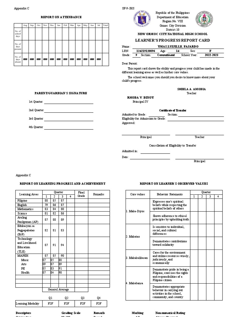 SF9 SF10 Generator - Regular Class | PDF | Learning | Cognition