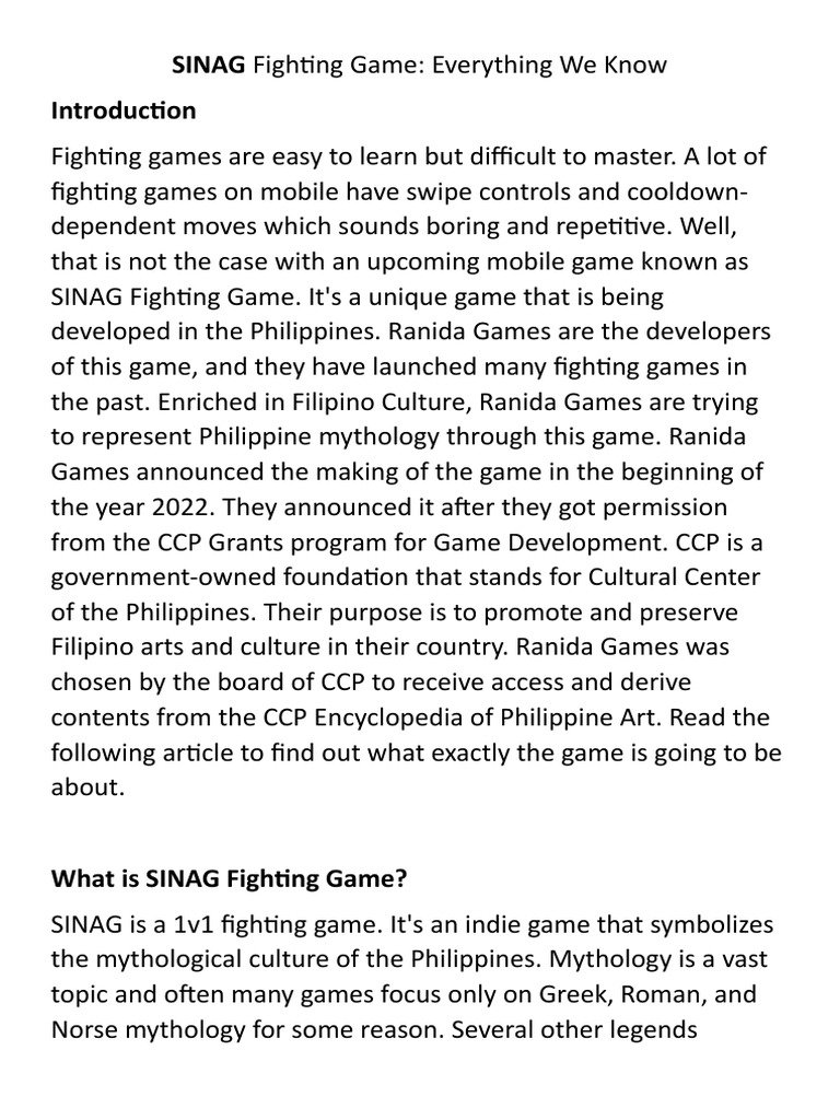 Sinag Fighting Game | PDF | Games & Activities