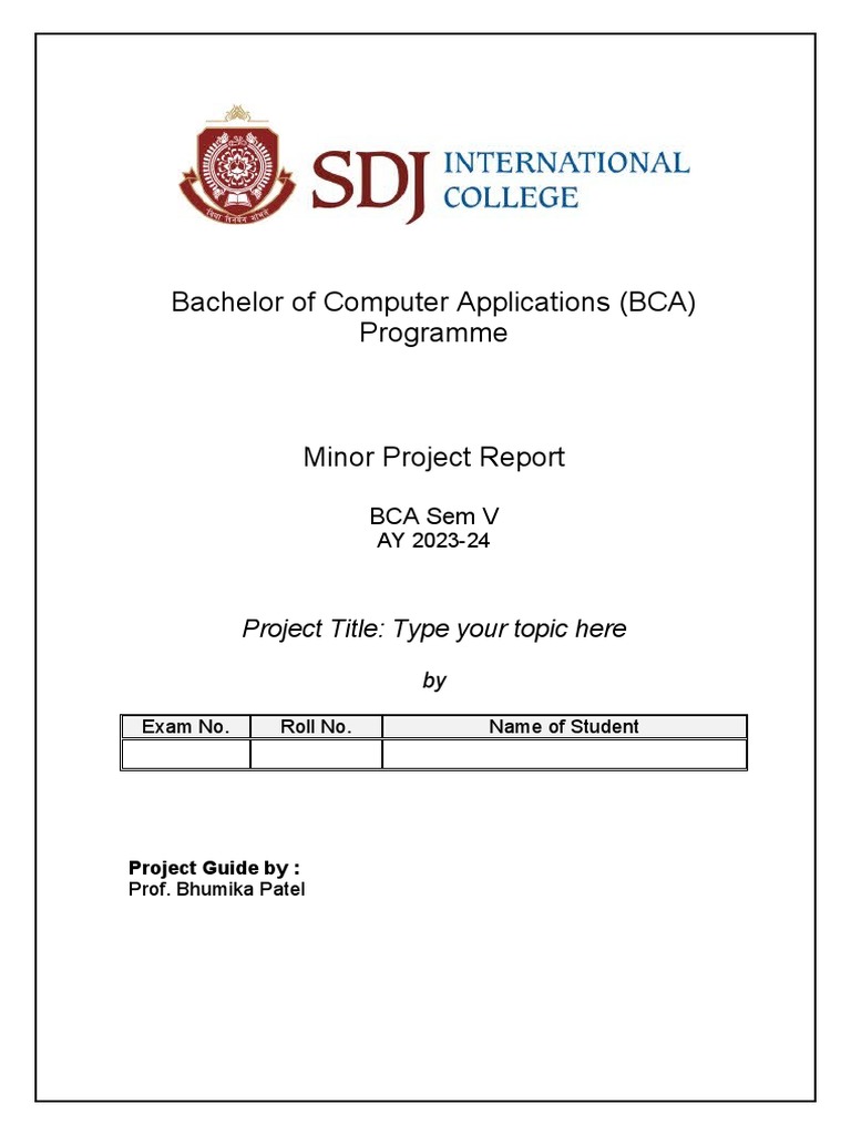 BCA Minor Project Report 2023-24 | PDF | Computer Engineering | Data
