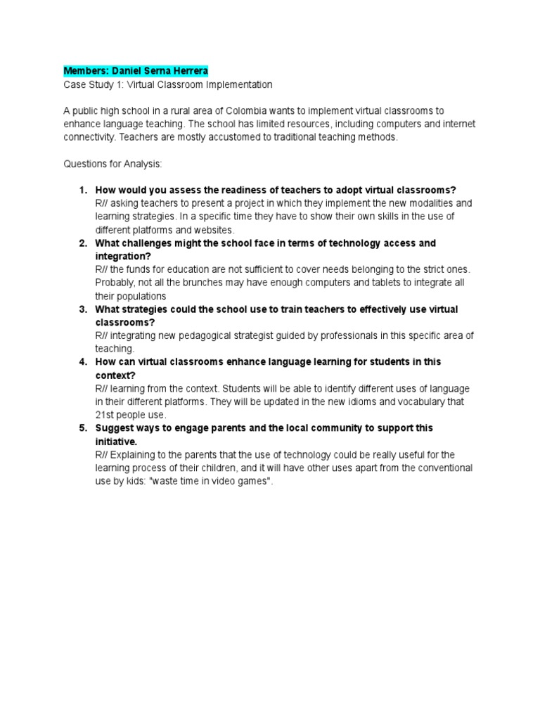 Case Study 1 - Virtual Classroom Implementation | PDF