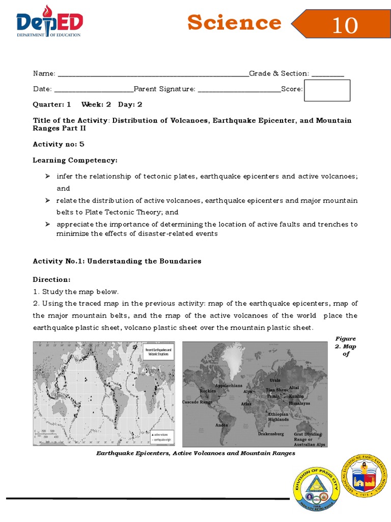 Science 10 - Q1 - DW5 | PDF | Earthquakes | Volcano