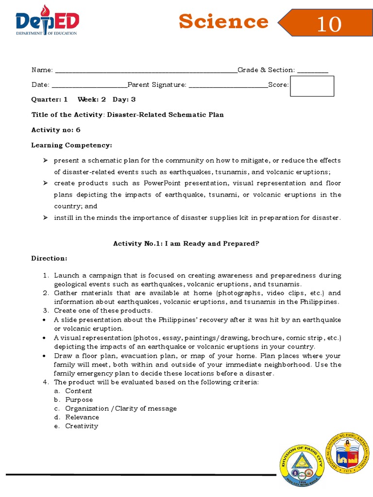 SCIENCE 10 - Q1 - DW6 | PDF