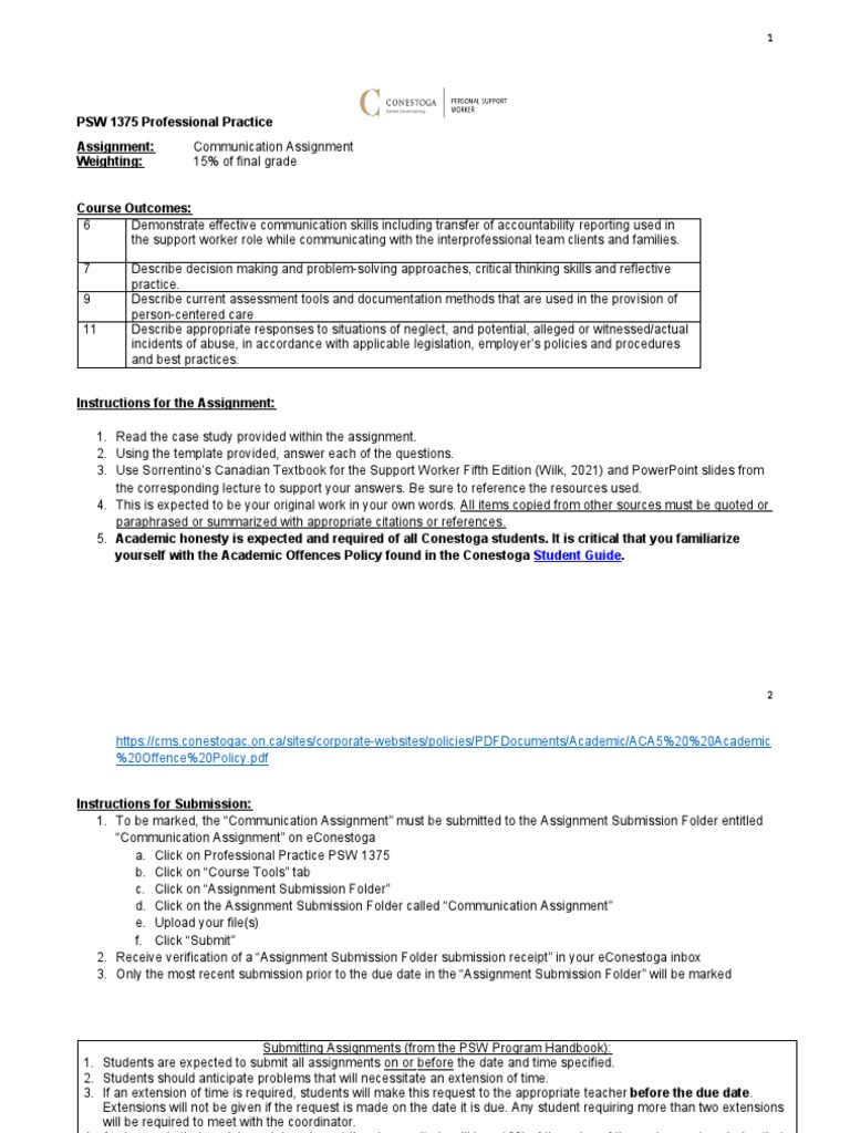 PSW 1375 Communication Assignment | PDF