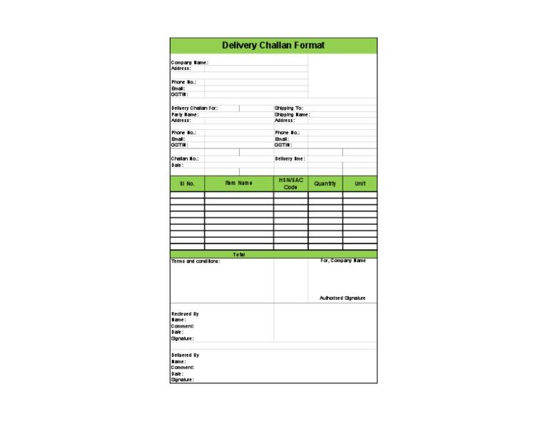 Delivery Challan Format 04 | PDF