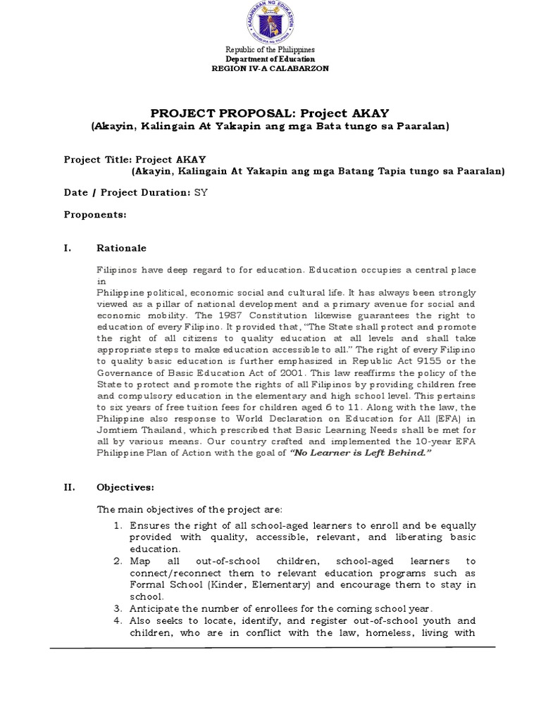 Sample-Project Proposal PROJECT-AKAY-PROPOSAL | PDF