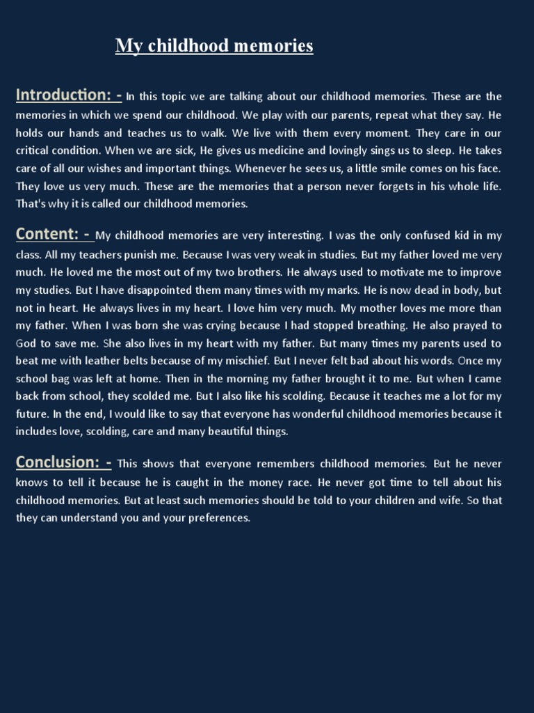 My Childhood Memories | PDF | Wellness