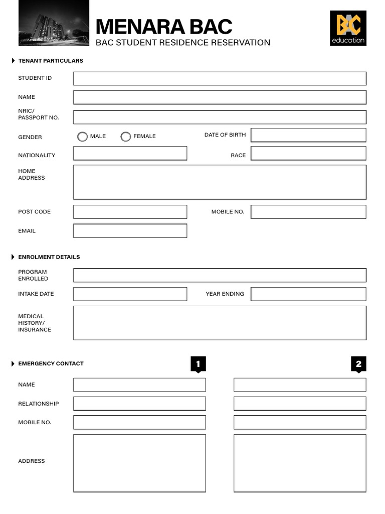Booking Form Menara BAC | PDF