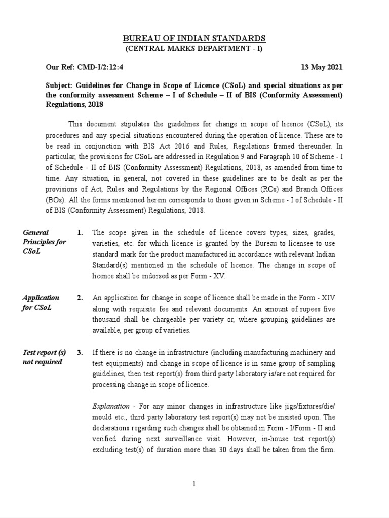 Guidelines for Change in Licence Scope | PDF | License | Government