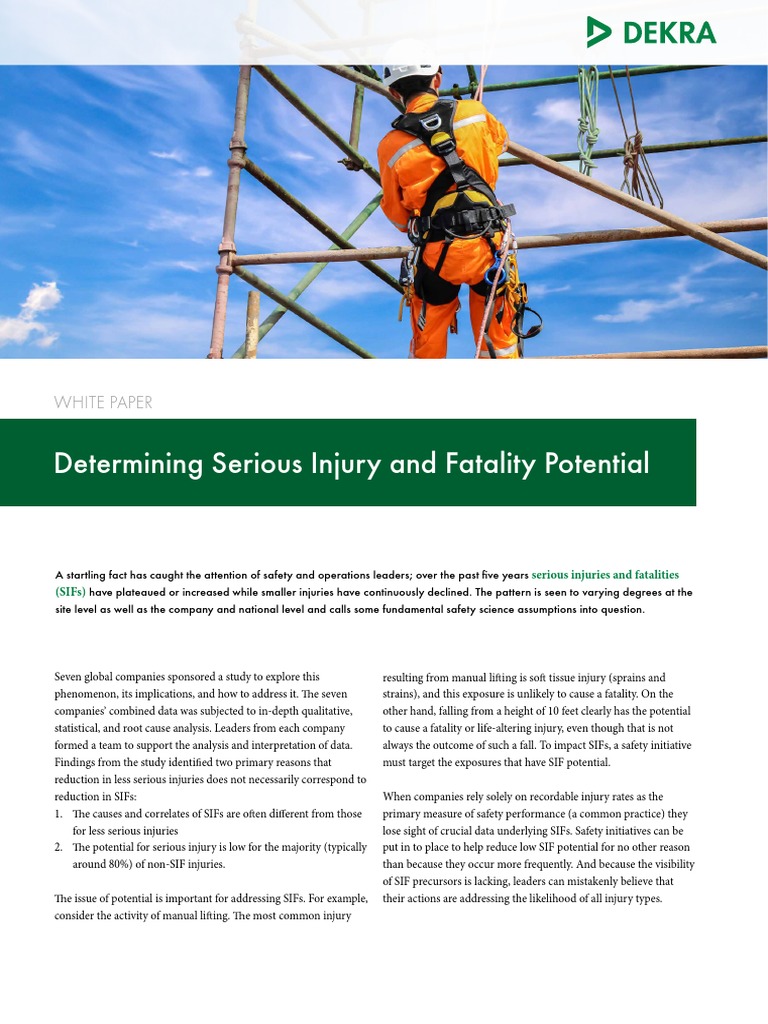 Defining Serious Injury and Fatality Potential | PDF | Injury