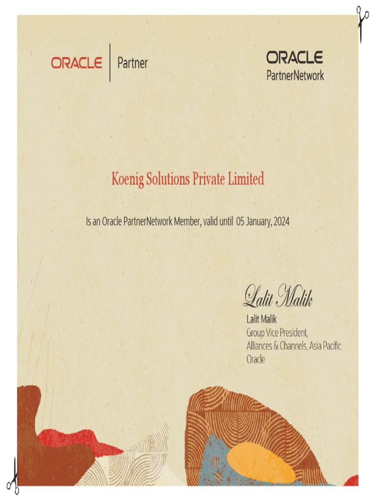 Oracle Certificate Valid Till Jan 2024 | PDF
